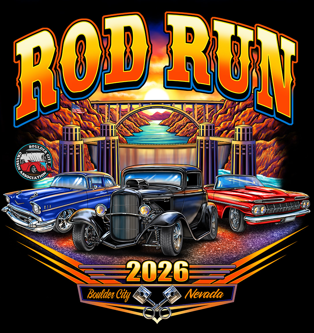 2026 Rod Run Car Show T-Shirt BLACK - Boulder City Cruisin Association
